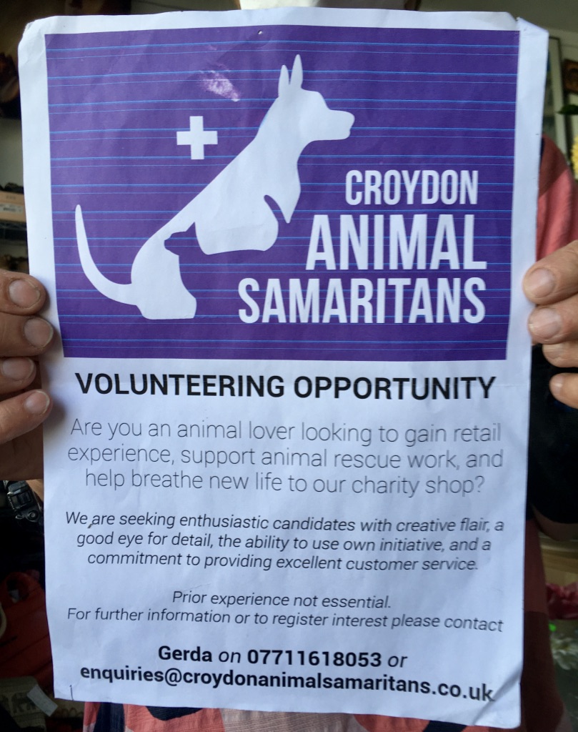 Volunteer to help at Croydon Animal Samaritan’s shop, 136 Cherry ...