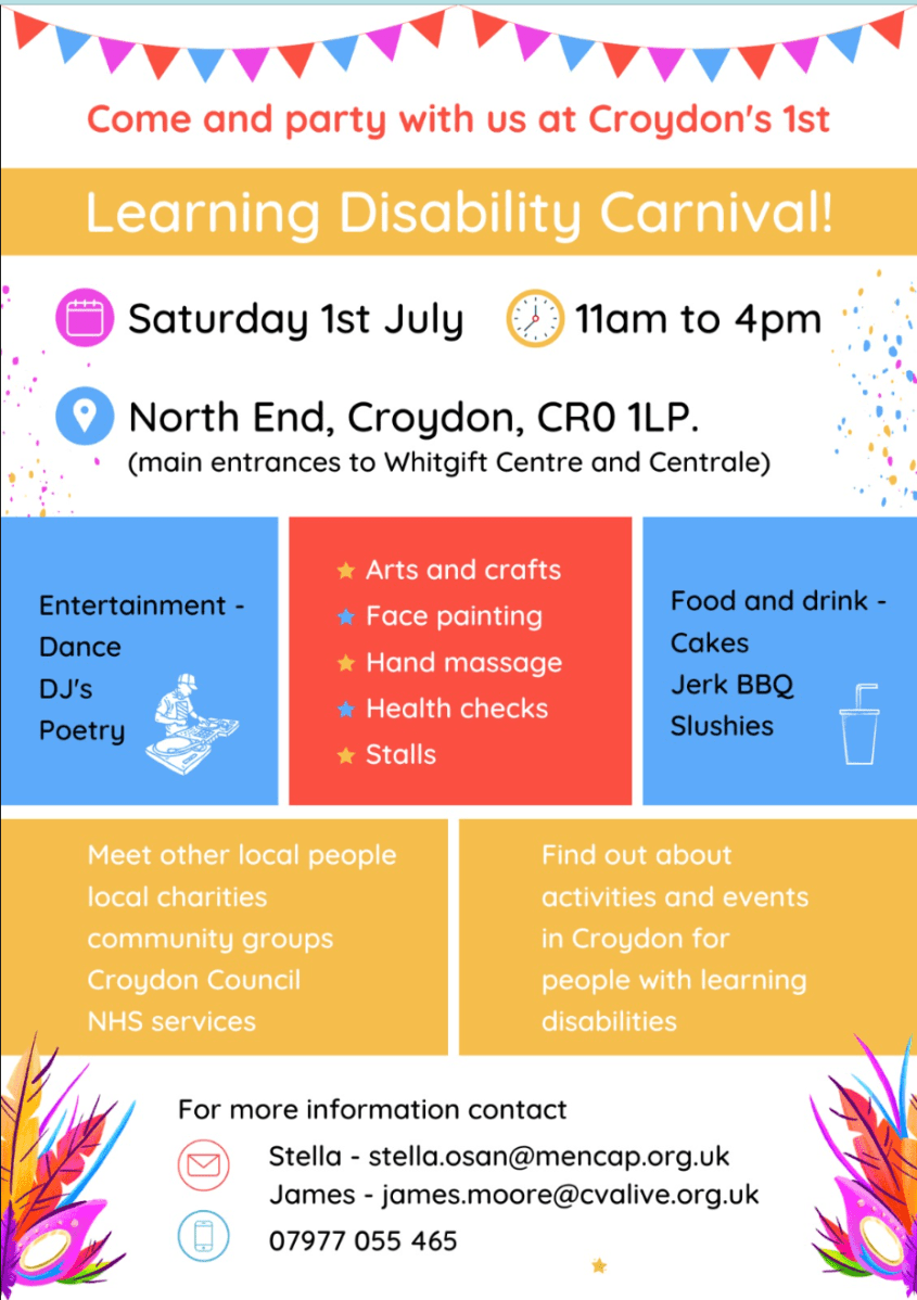 Learning Disability Carnival, 11am – 4pm Saturday 1 July, North End ...