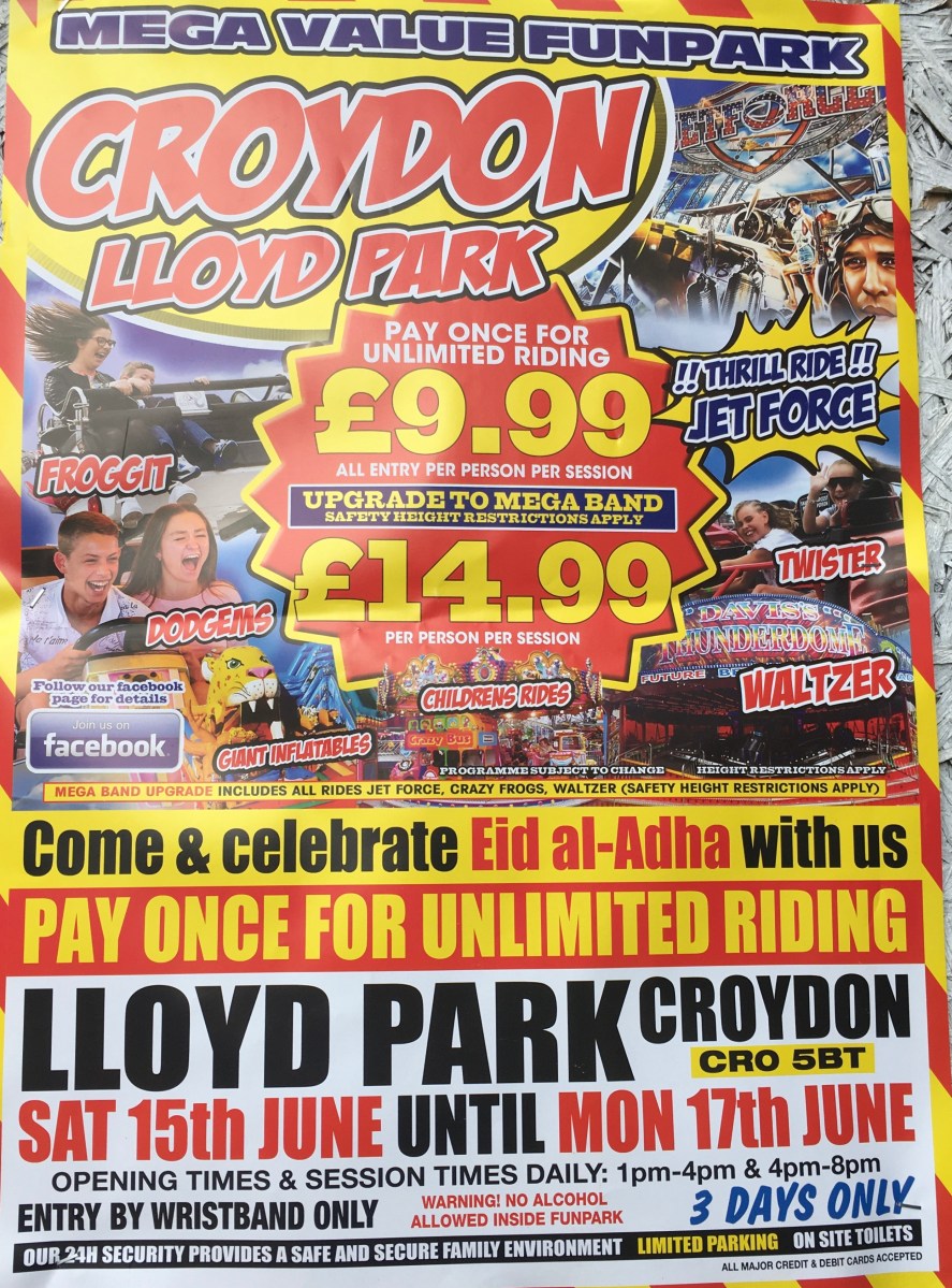 Fun Fair 1- 8 pm Saturday 15 to Monday 17 June in Lloyd Park ...