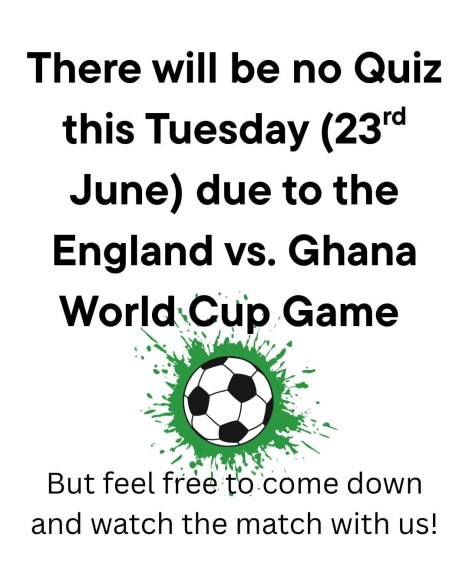 No quiz Tuesday, 23 June at The Builders Arms, Leslie Park Road # ...